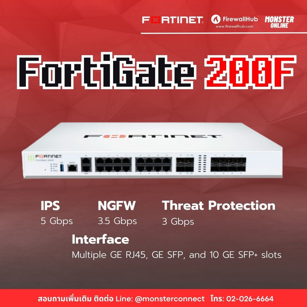 FortiGate 200F ราคา ต่อ MA 200F ไฟร์วอลล์ — Monster Online