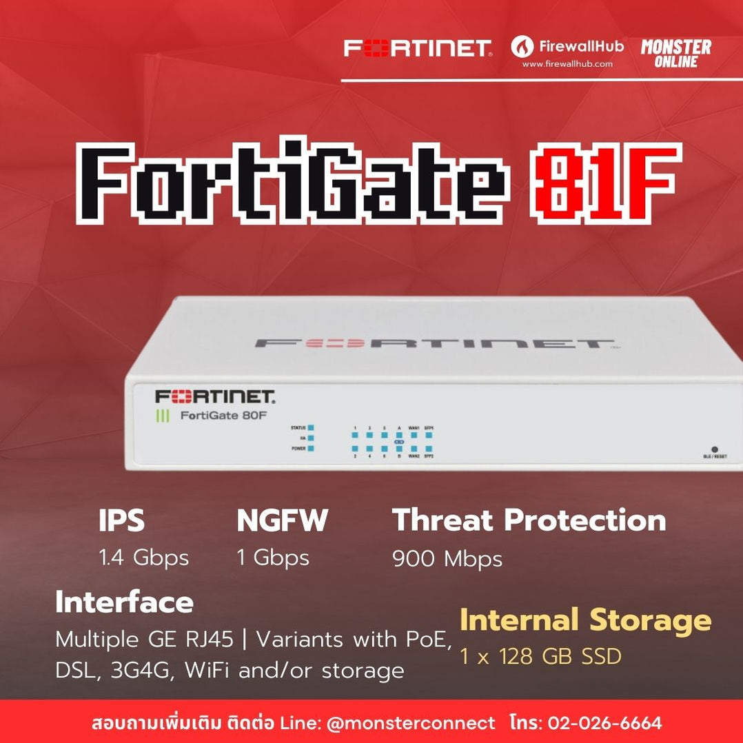FortiGate 81F 1 Year | Premium services เปลี่ยน Firewall ภายใน 24 ชม. ...