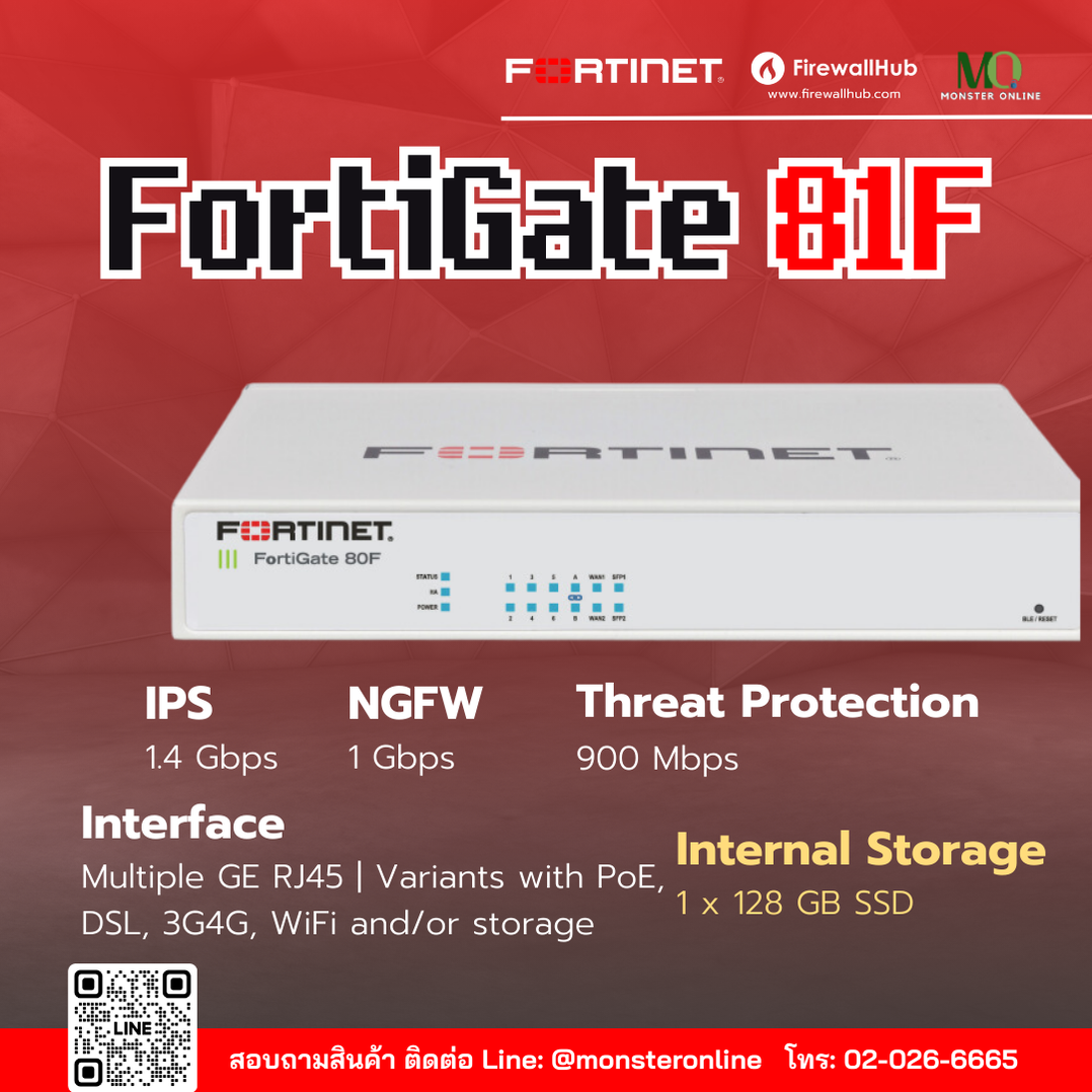 FortiGate 81F 1 Year | Premium services เปลี่ยน Firewall ภายใน 24 ชม. ...