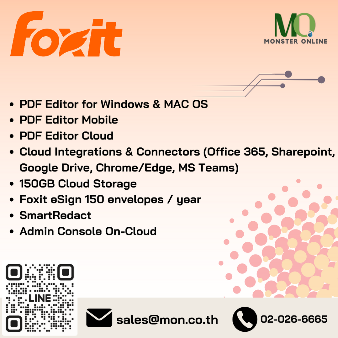 จำหน่าย Foxit PDF Editor Plus - บริการ Monster Online
